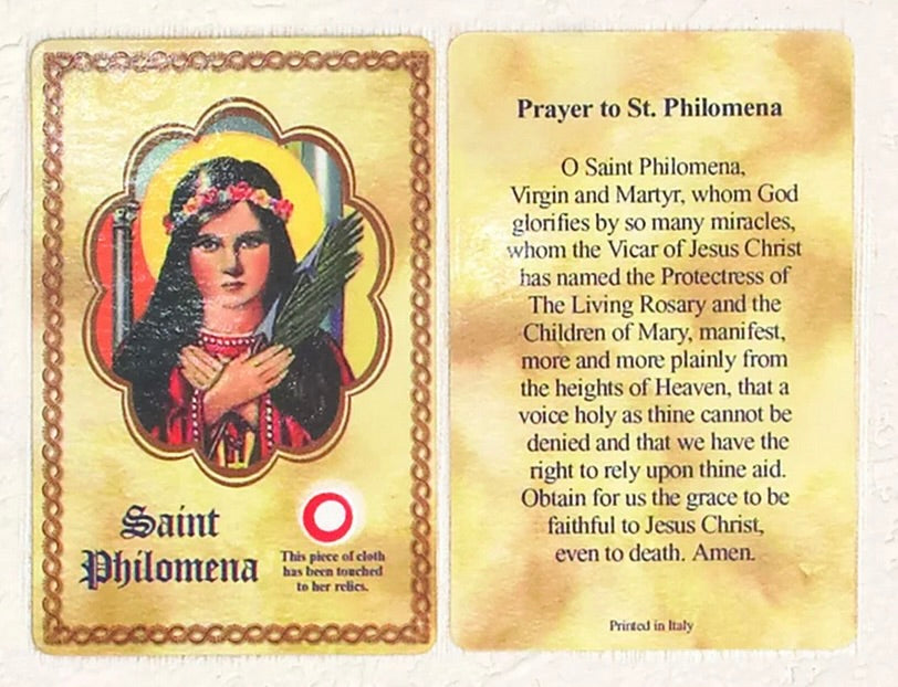 St. Philomena Relic Prayer Card – A Symbol of Miracles and Purity – The ...